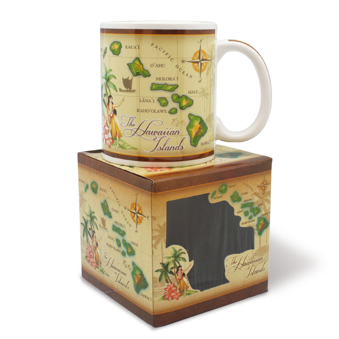 Boxed Mug, Hawaiian Vintage Map | Island Treasures Mug – Our Island ...
