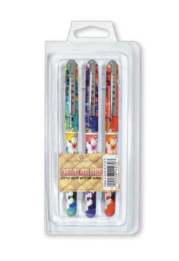 Hibiscus Palm Rollerball Pens 3-Pack | Smooth Gel Ink – Our Island Heritage