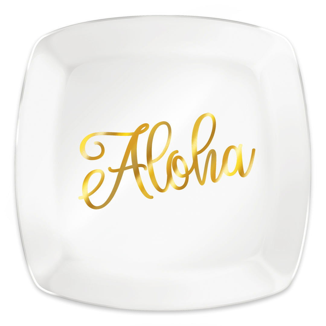 Golden Aloha Glass Dessert Plate | Elegant & Versatile – Our Island ...