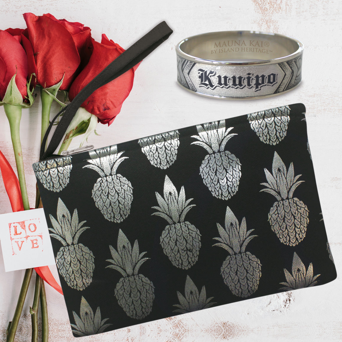 Silver Metallic Clutch & Kuuipo Hawaiian Bracelet Set * – Our Island ...